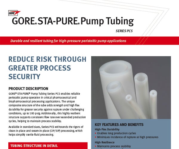 GORE® STA-PURE® Pump Tubing Series PCS | Peristaltic Pump Tubing for ...