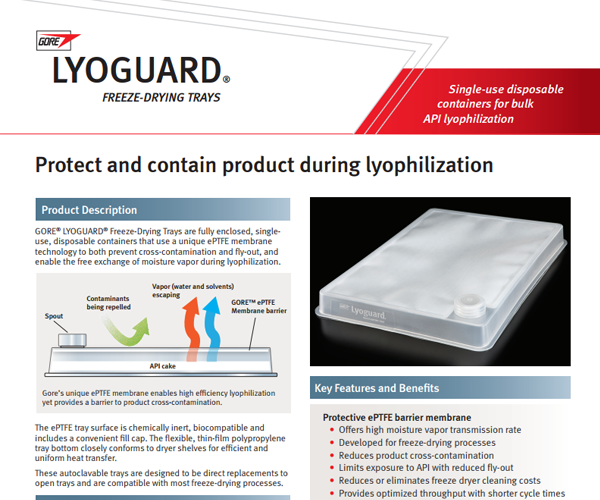 データシート： GORE® LYOGUARD® 凍結乾燥トレイ | 日本ゴア株式会社